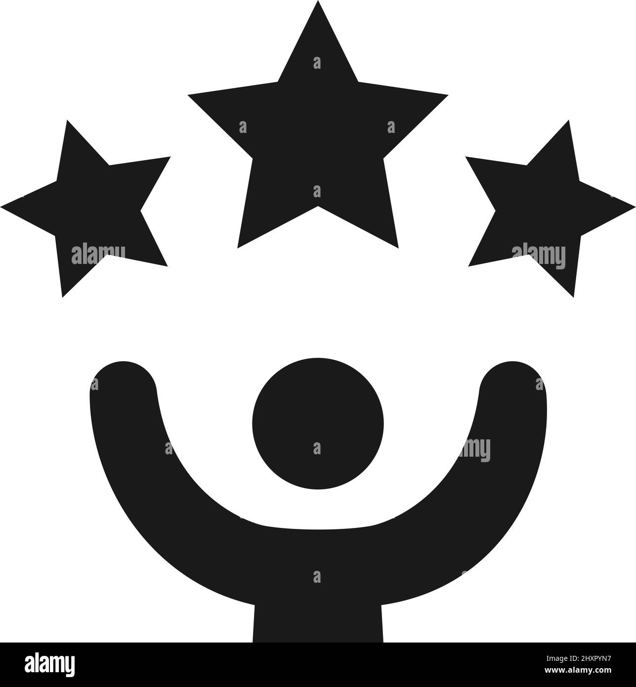 Black and white winner person silhouette icon. Aiming for stars success ...