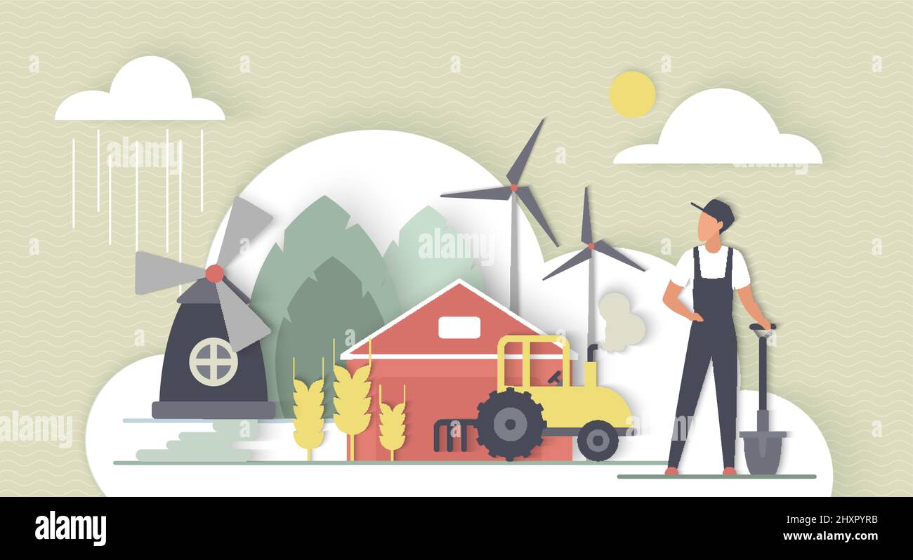 Green sustainable resources and agricultural production. Farmer with ...