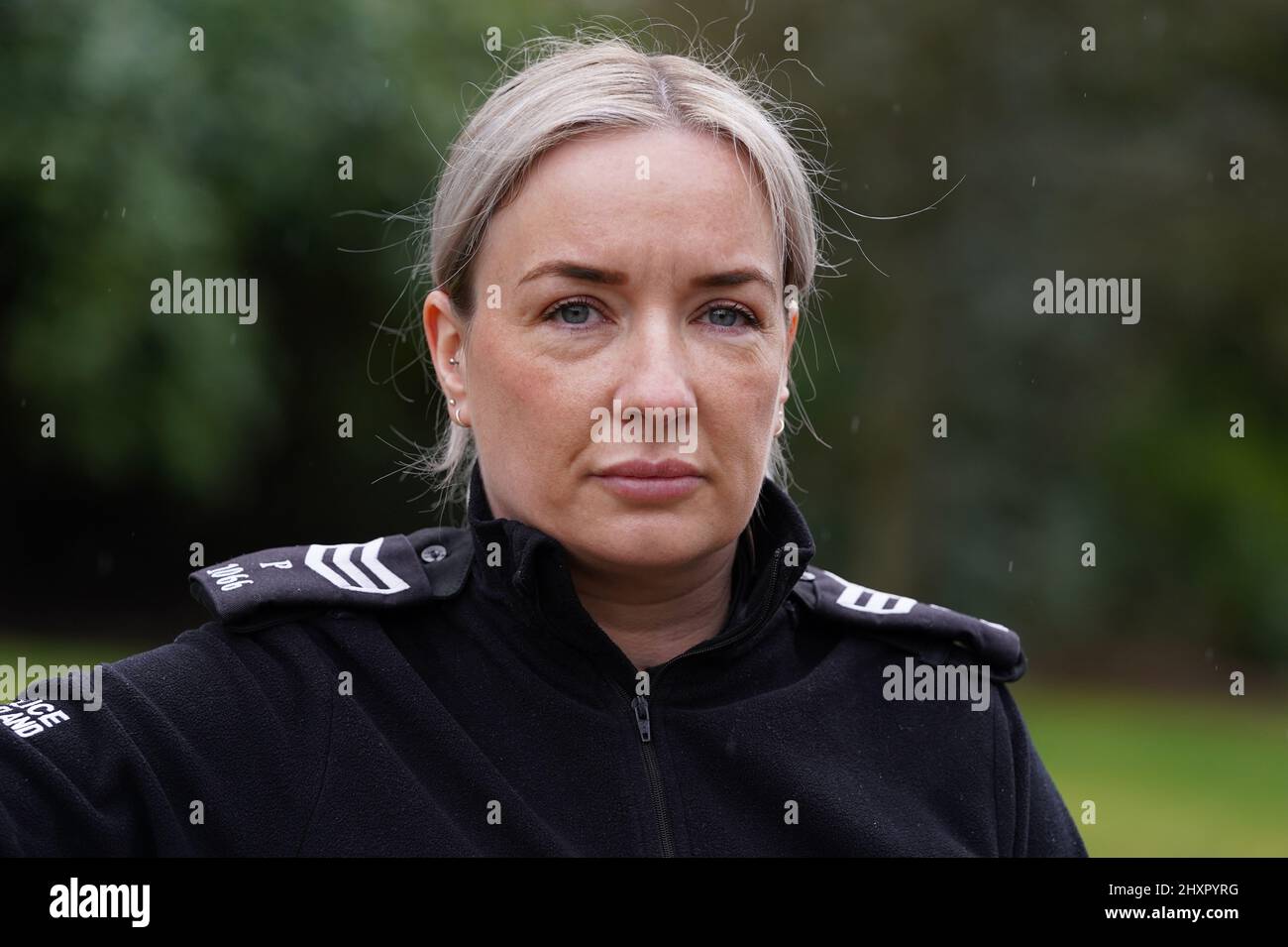 Police Scotland officer Sergeant Sara Hay speaks to the media at ...