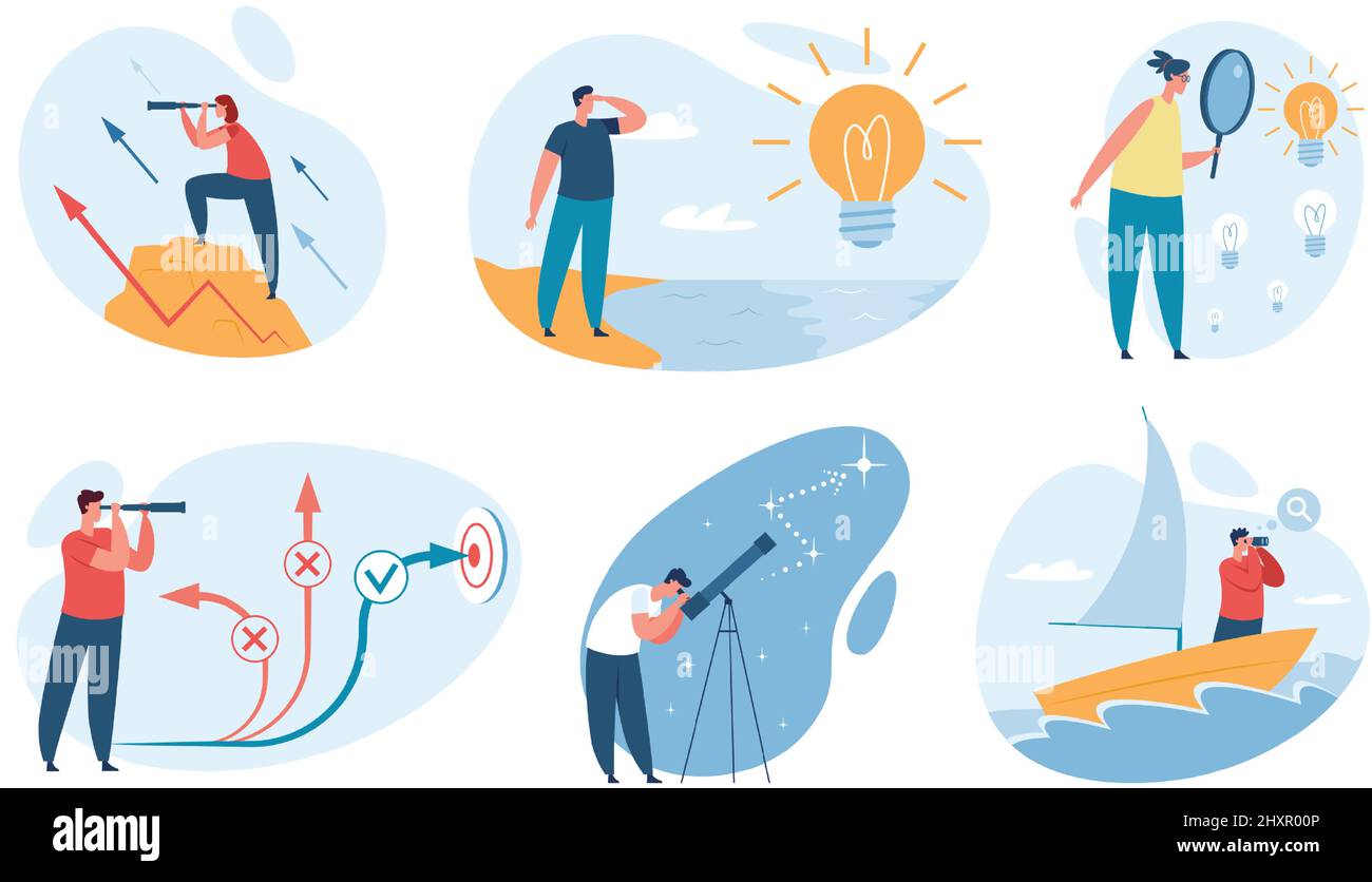 People looking into future, searching for opportunities and new ideas ...