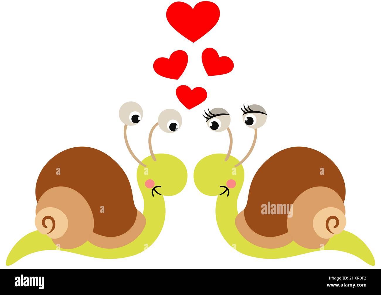 Funny couple of snail in love Stock Photo - Alamy