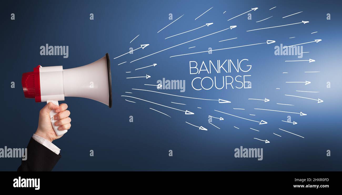 Young girl screaming to megaphone Stock Photo - Alamy