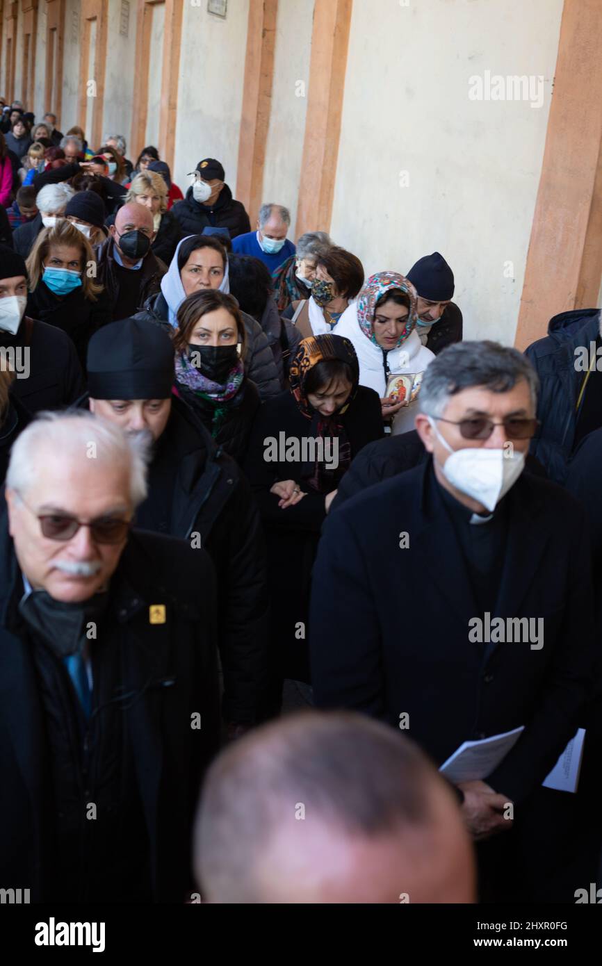 Bologna,Emilia Roman,Italy: March 13,2022. Peace pilgrimage Sanctuary ...