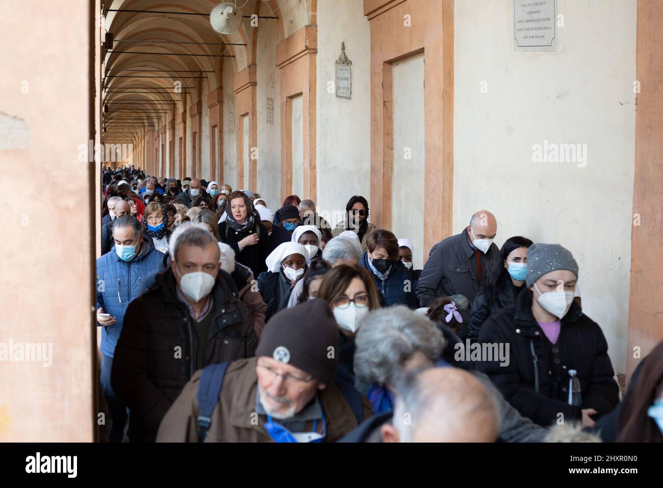 Bologna,Emilia Roman,Italy: March 13,2022. Peace pilgrimage Sanctuary ...