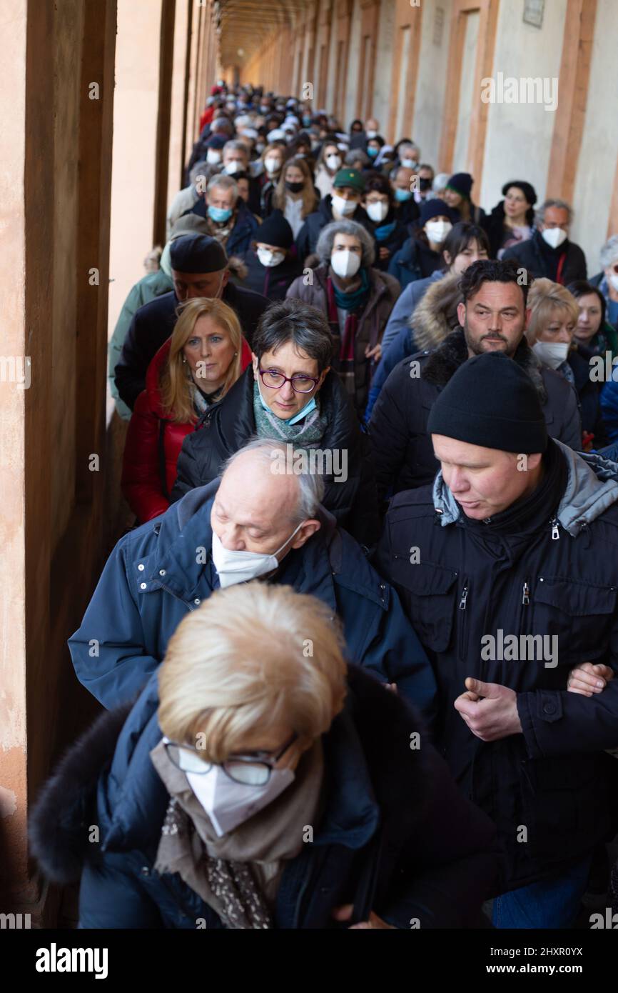 Bologna,Emilia Roman,Italy: March 13,2022. Peace pilgrimage Sanctuary ...