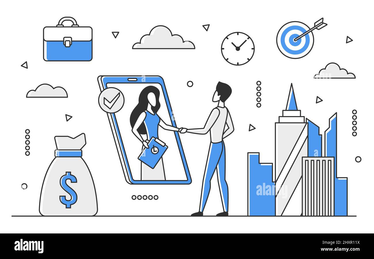 Business partnership agreement. Contract signing, handshake cooperation ...