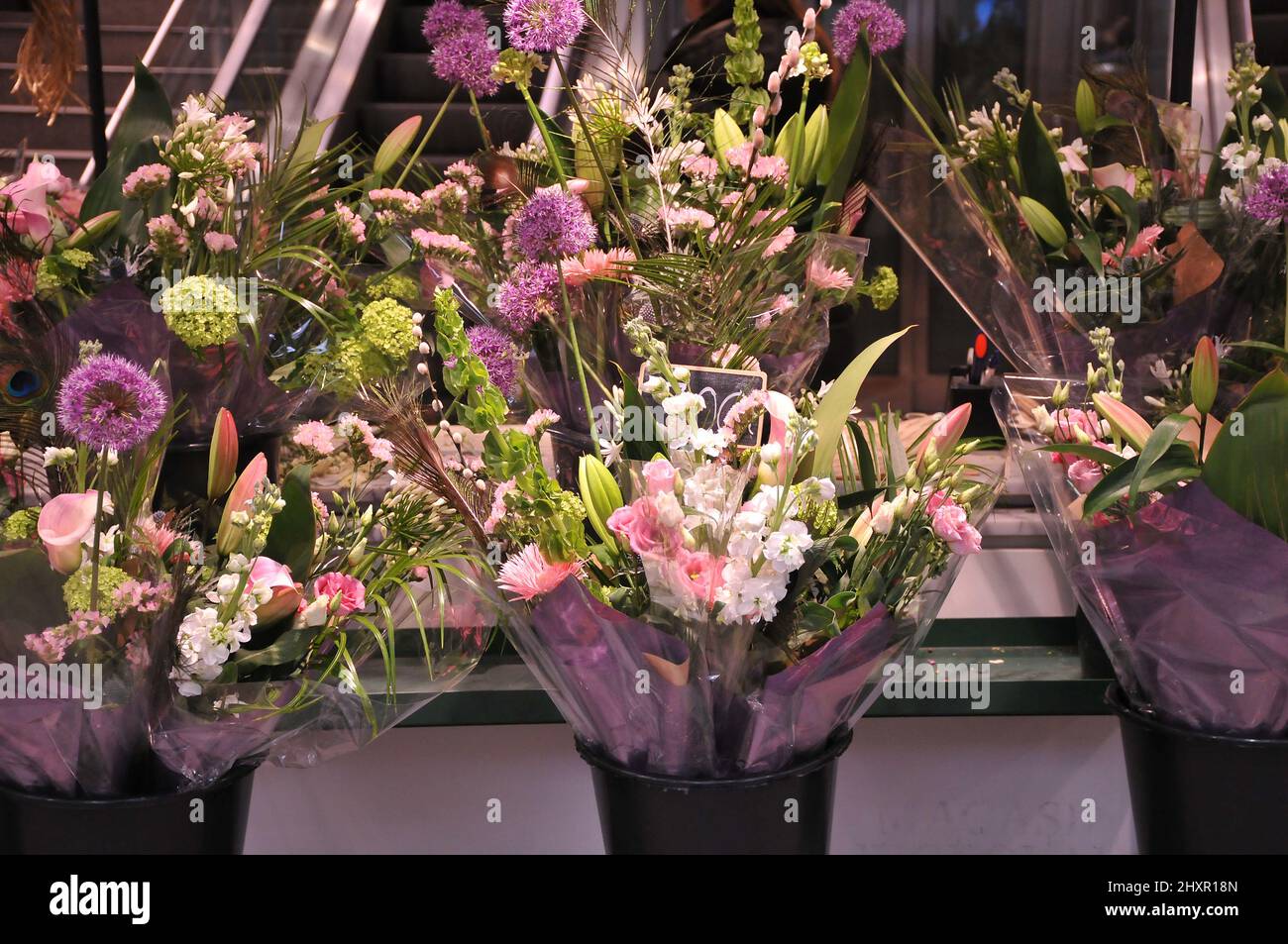Copenhagen/Denmark./14 March 2022/.Various flowers bouquests display ...