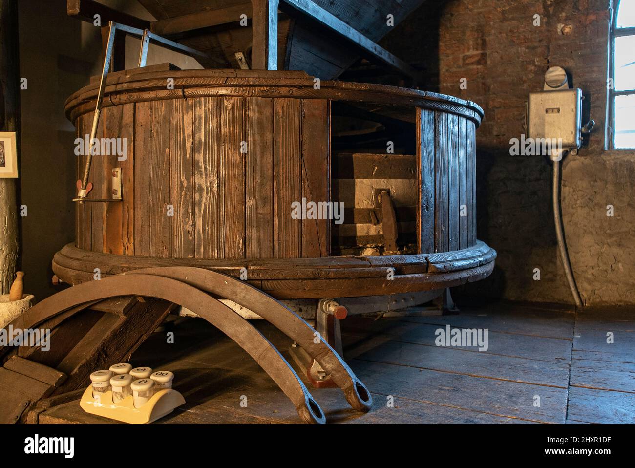Interior shot of an old historic factory with machinery Stock Photo - Alamy