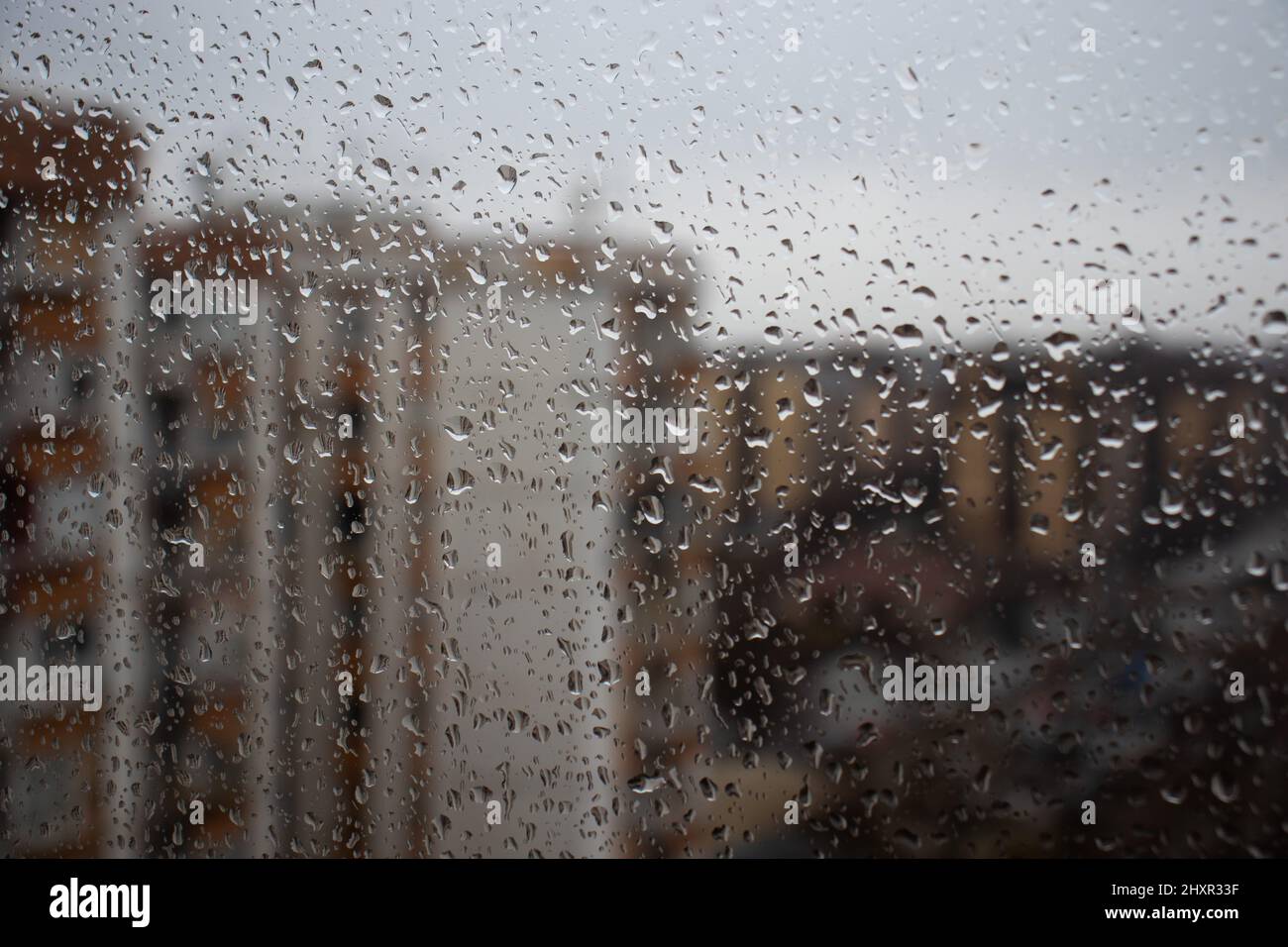 Window raindrops close-up November mood Stock Photo - Alamy
