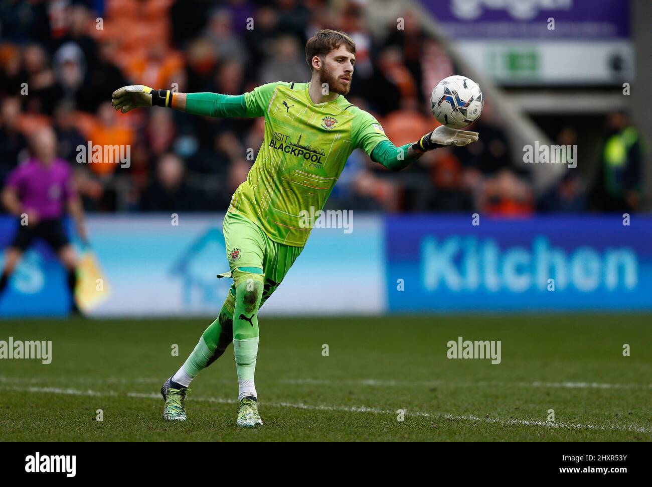 Blackpool goalkeeper Daniel Grimshaw in action during the Sky Bet ...