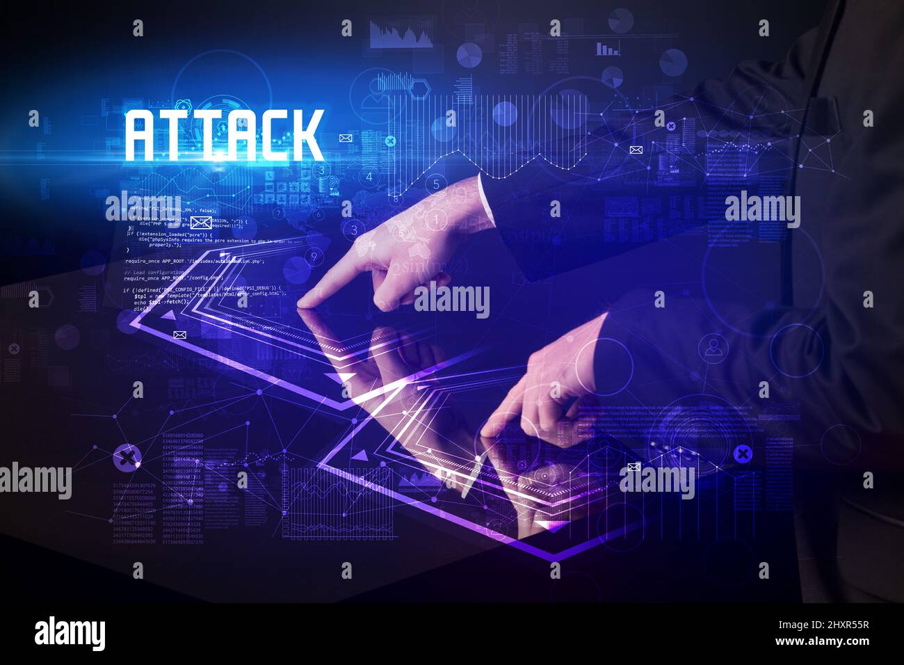 Hand touching digital table concept Stock Photo - Alamy