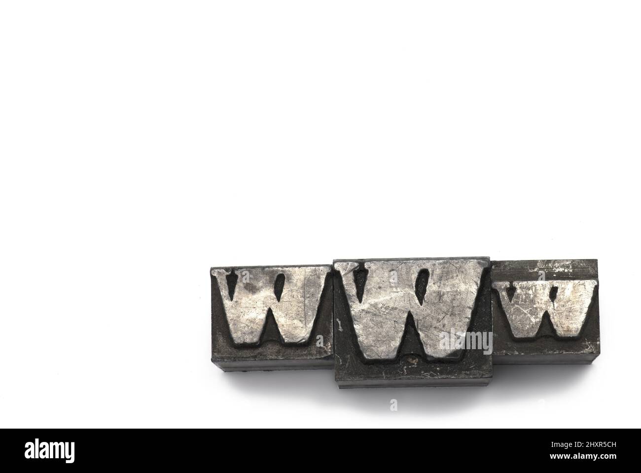 Close up on printer lead letters showing www with different letter ...