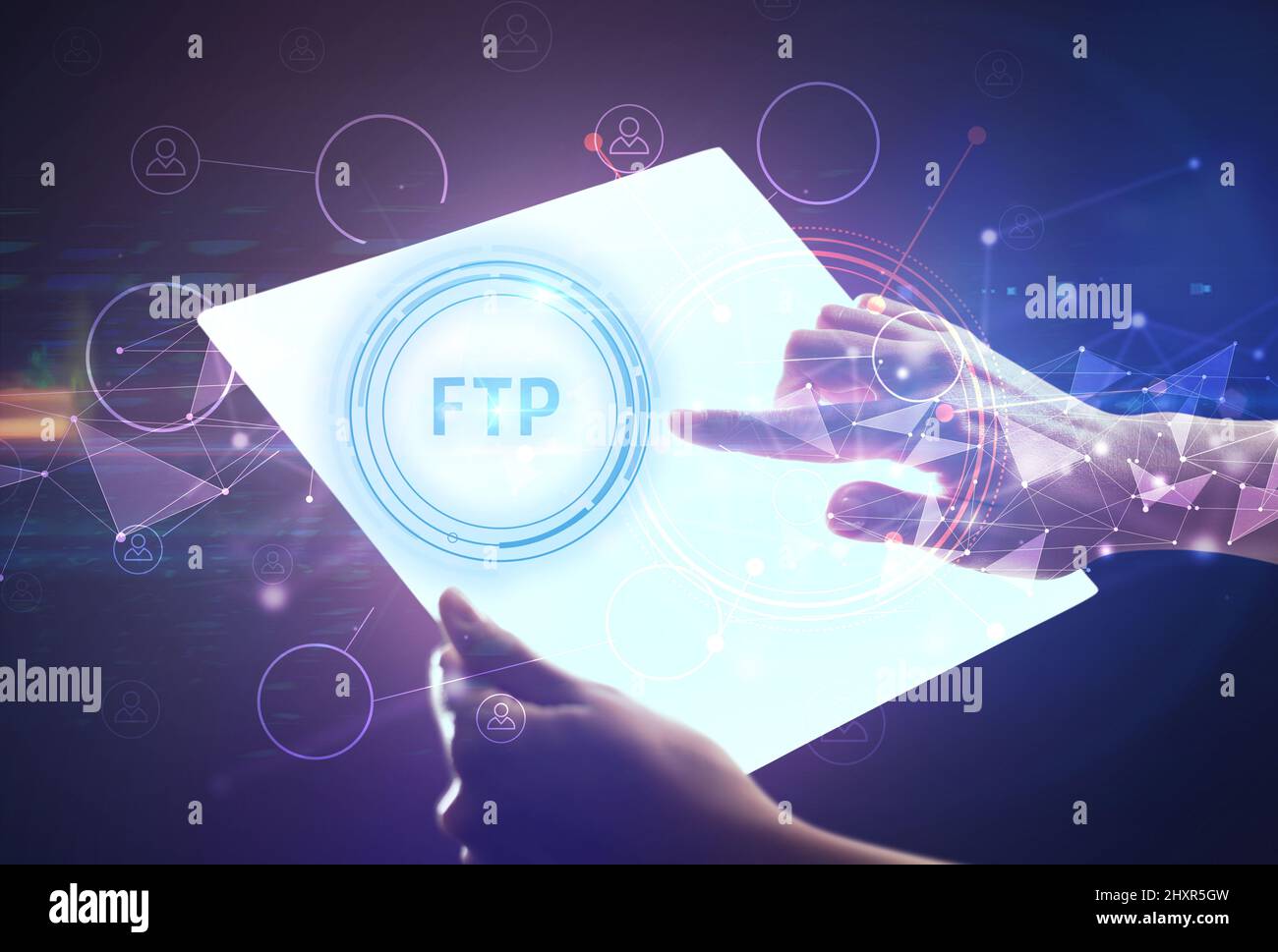 Hand holdig futuristic tablet concept Stock Photo - Alamy