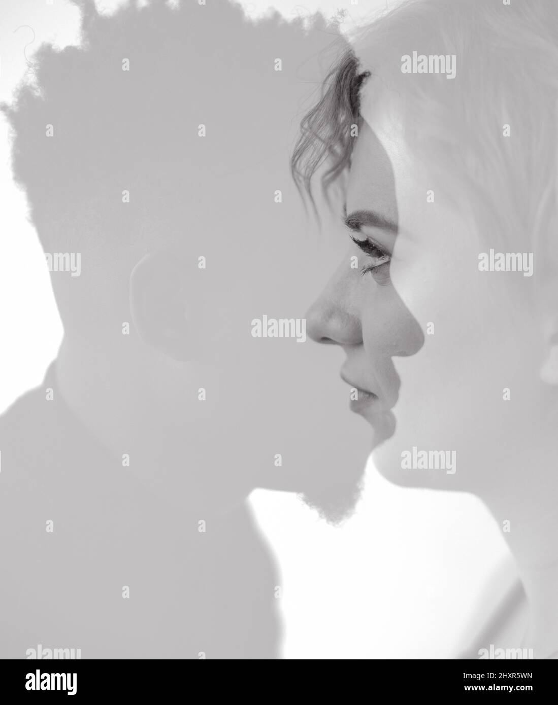 Portrait with multi exposure artistic effect of young african man and ...