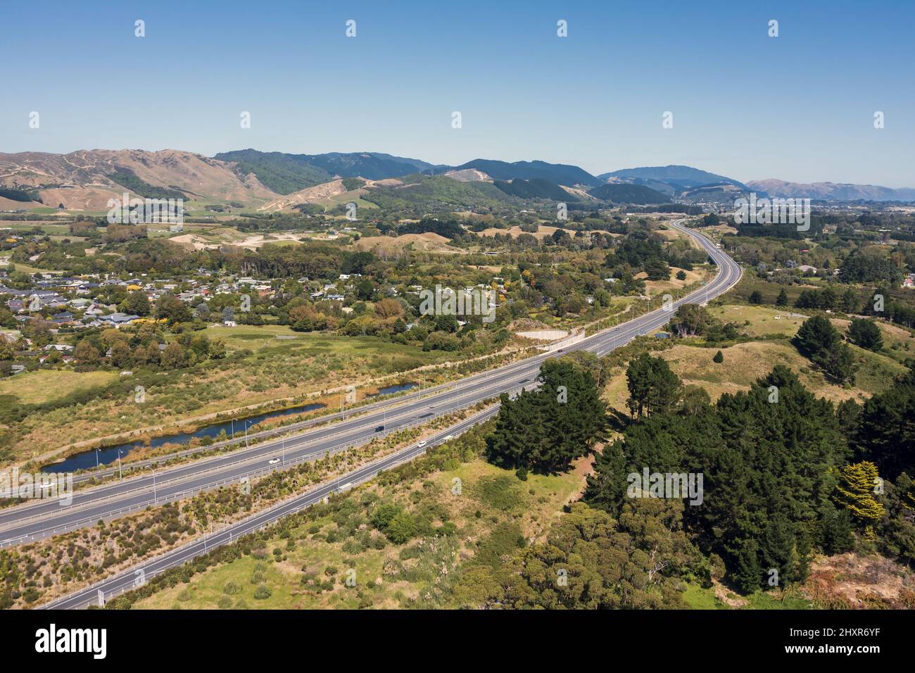 waikanae village and beach Stock Photo - Alamy