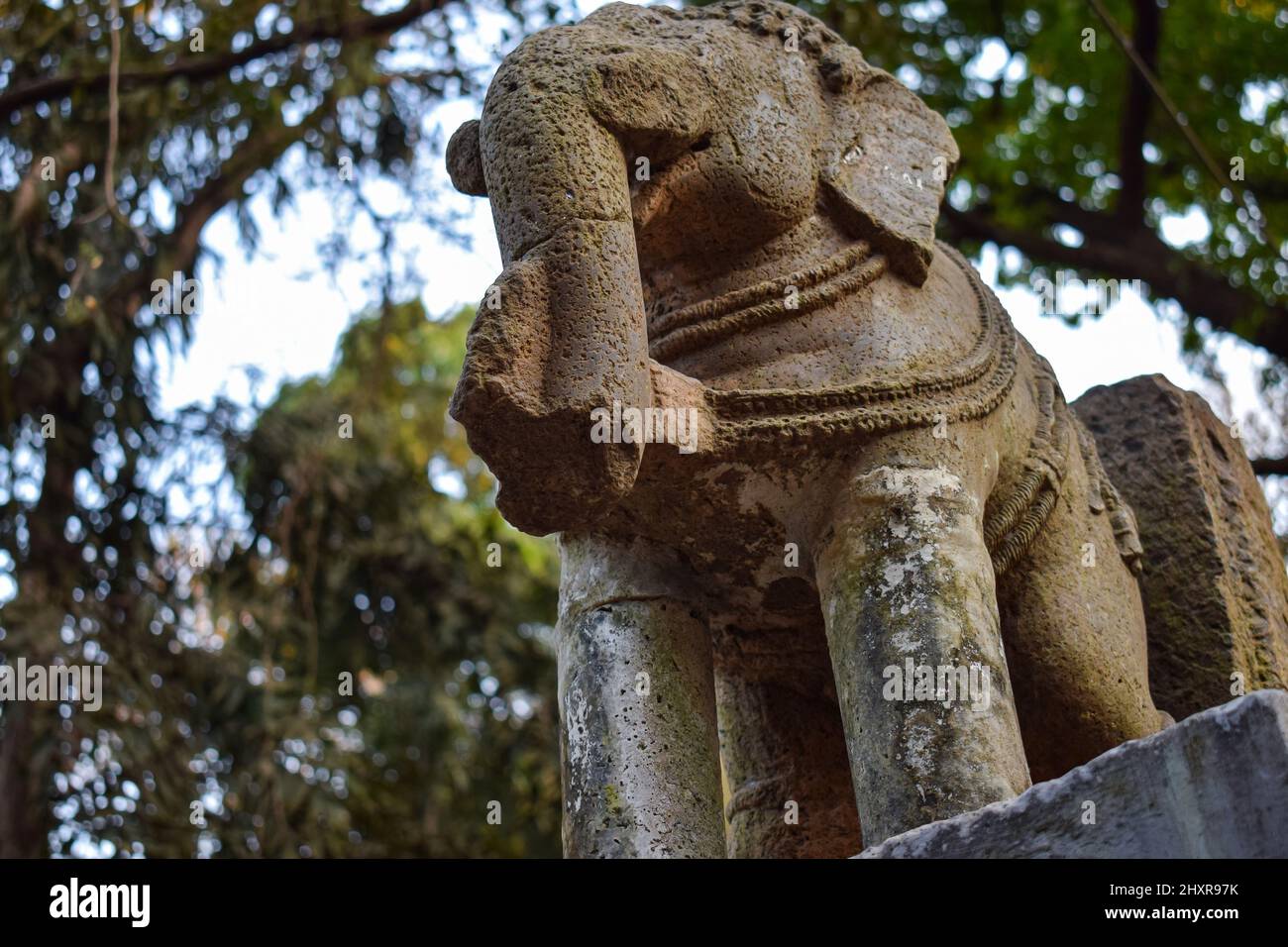 Ancient carved elephant statue in Hindu temple at Kolhapur, Maharashtra ...