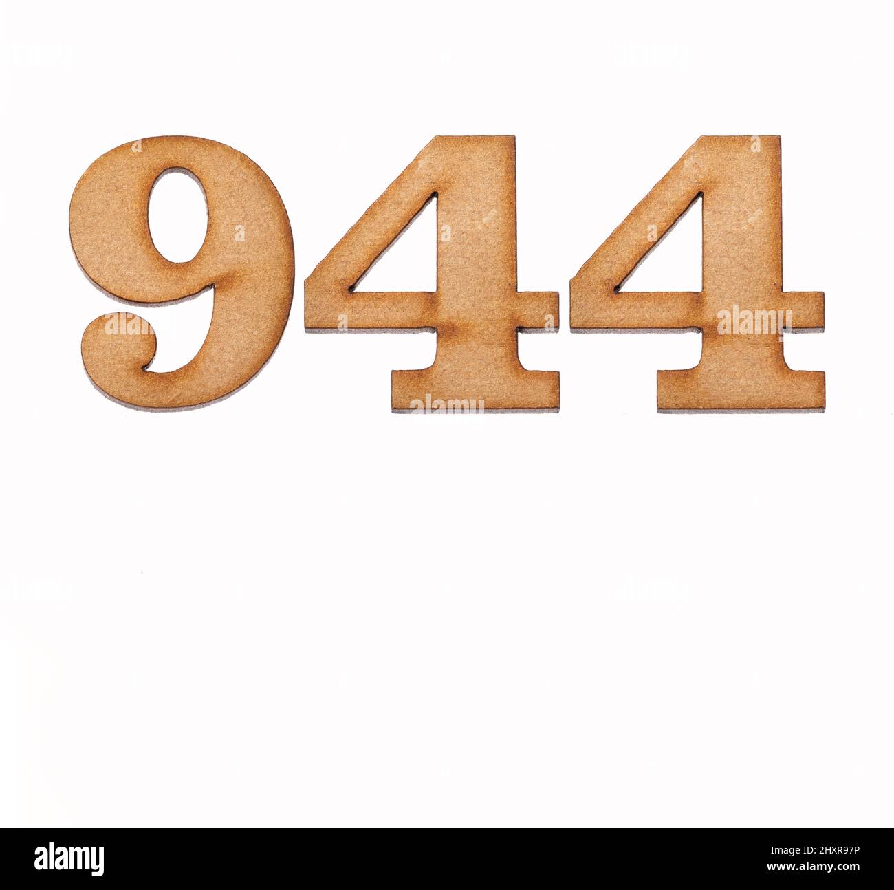 Number 944 - Piece of wood isolated on white background Stock Photo - Alamy