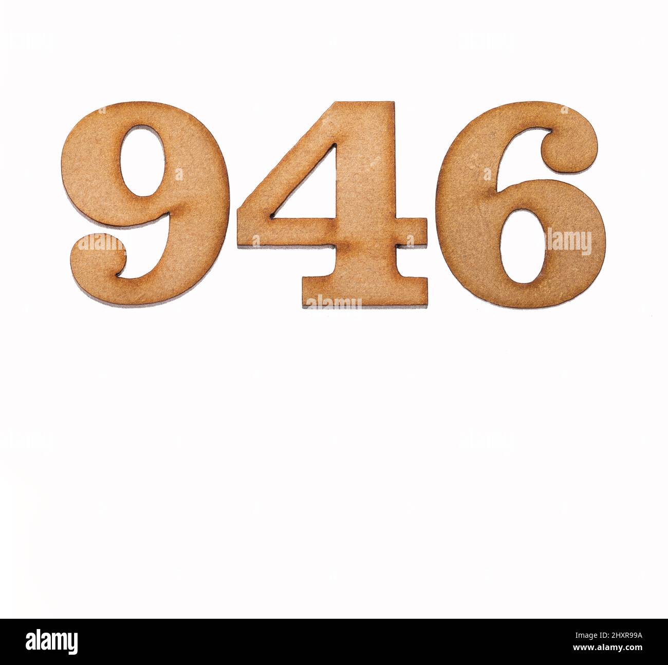 Number 946 - Piece of wood isolated on white background Stock Photo - Alamy
