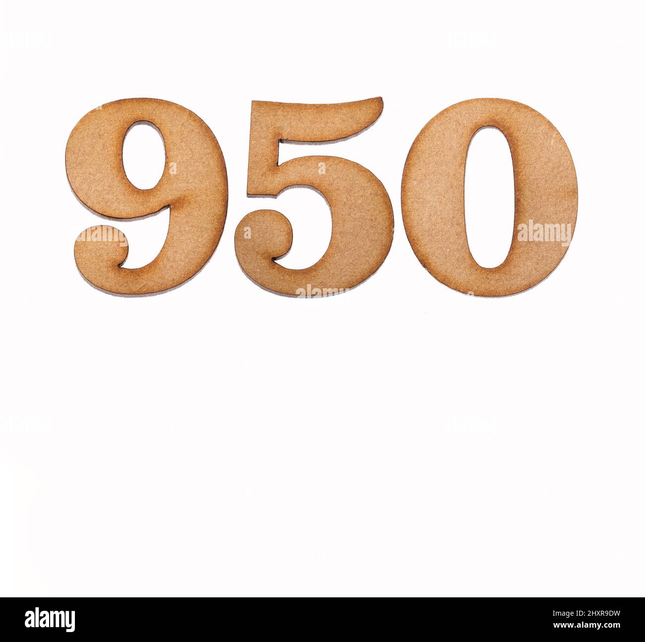 Number 950 - Piece of wood isolated on white background Stock Photo - Alamy