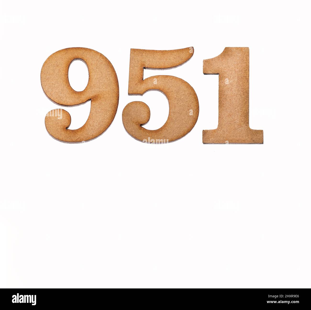 Number 951 in wood, isolated on white background Stock Photo - Alamy