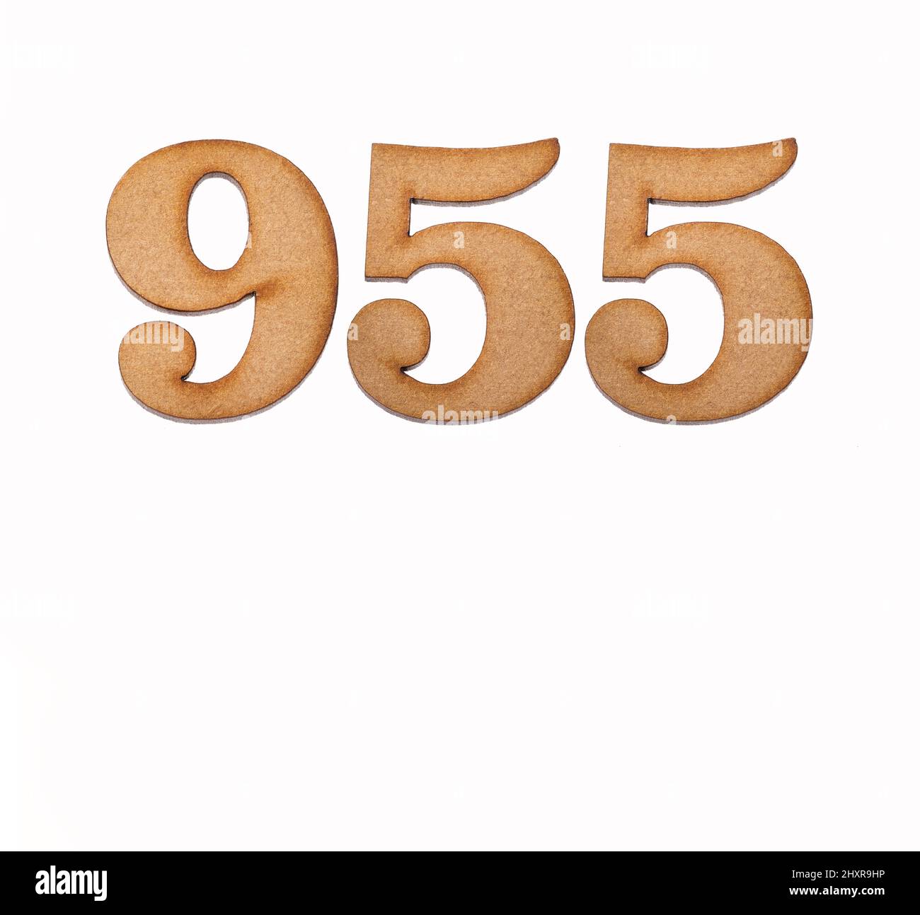 Number 955 in wood, isolated on white background Stock Photo - Alamy