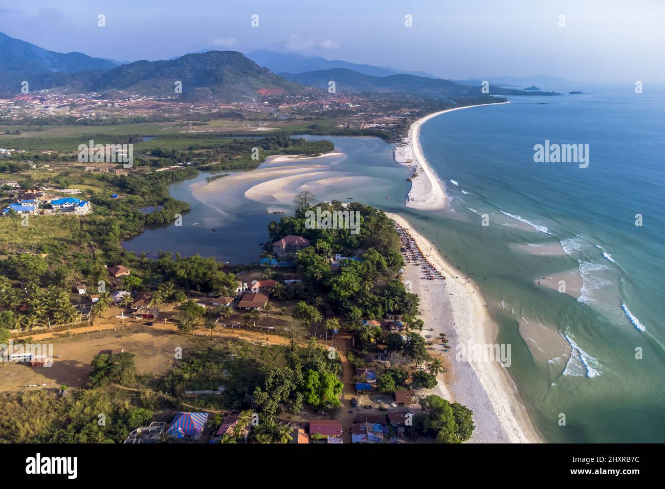 Aerial landscape of river two beach taken by drone Stock Photo - Alamy