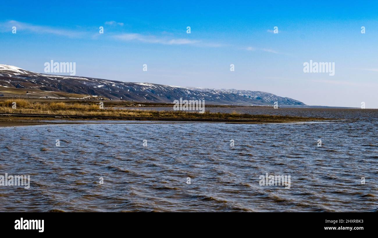 Tuz salt lake in Turkey under a bright sky Stock Photo - Alamy