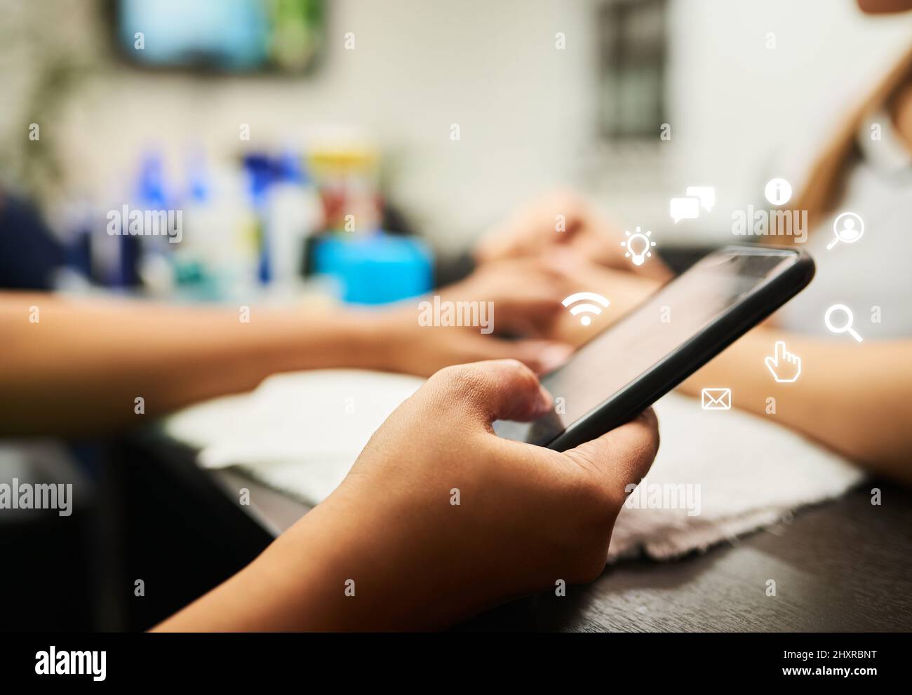 This is so relaxing. Closeup of a unrecognisable woman texting on her ...