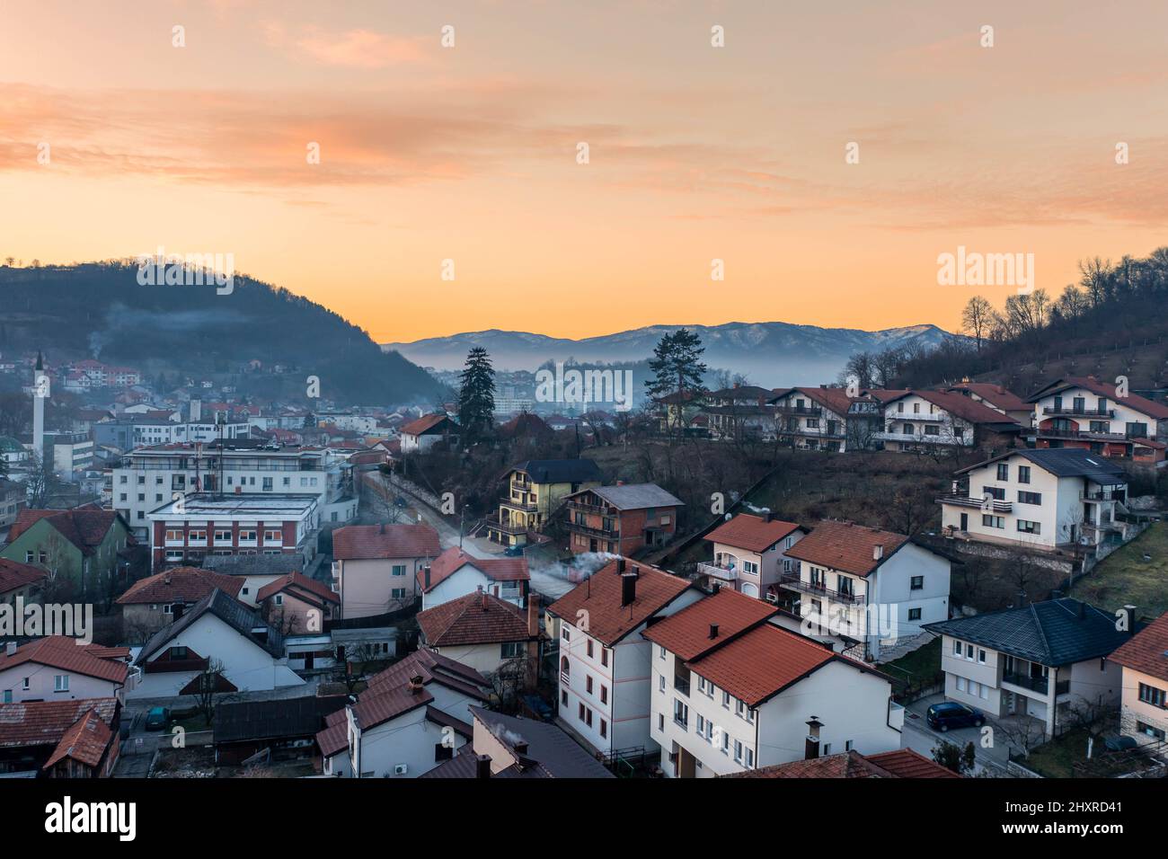 Aerial view of the cityscape in Gracanica, Bosnia Stock Photo - Alamy