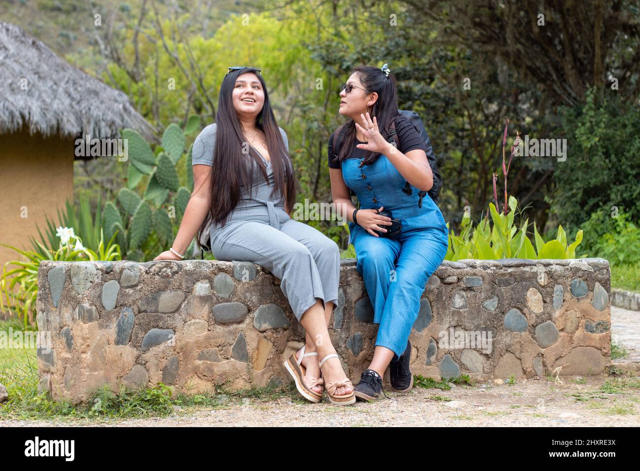 Shot of two girls in a park and having good time together Stock Photo ...