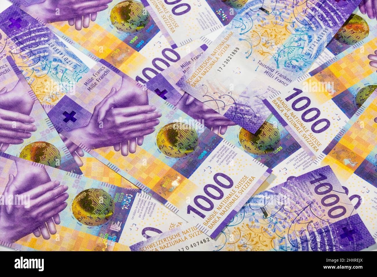 Swiss banknotes 1000 CHF, one thousand Francs Stock Photo - Alamy