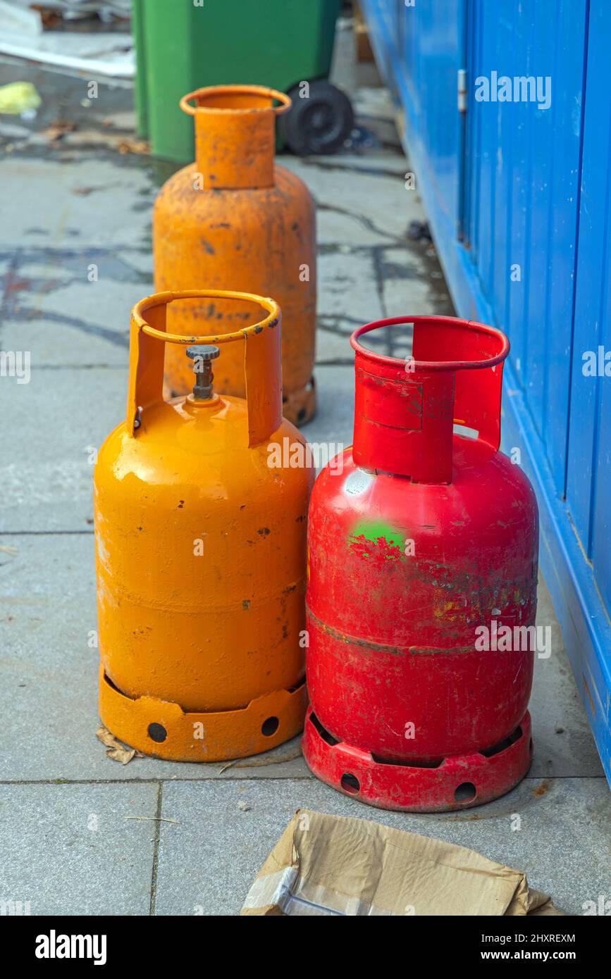 Propane Butane Gas Cylinders Big Bottles Energy Fuel Stock Photo - Alamy