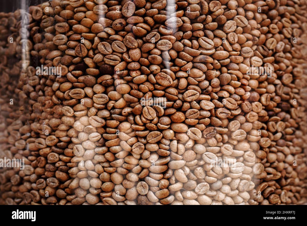 coffee beans pattern. roasted coffee beans in glass jar. coffee beans ...