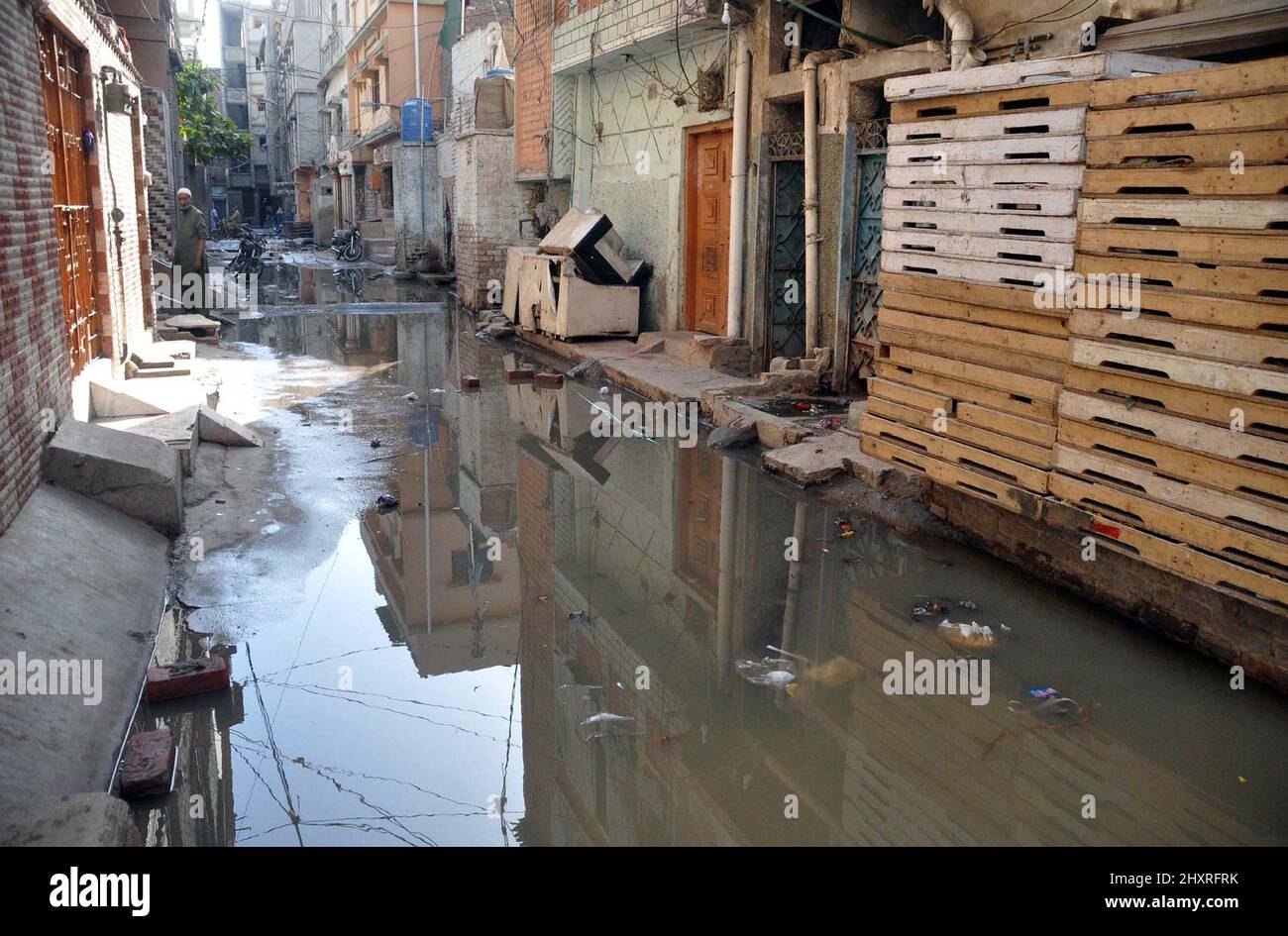 Inundated road by overflowing sewerage water creating problems for ...