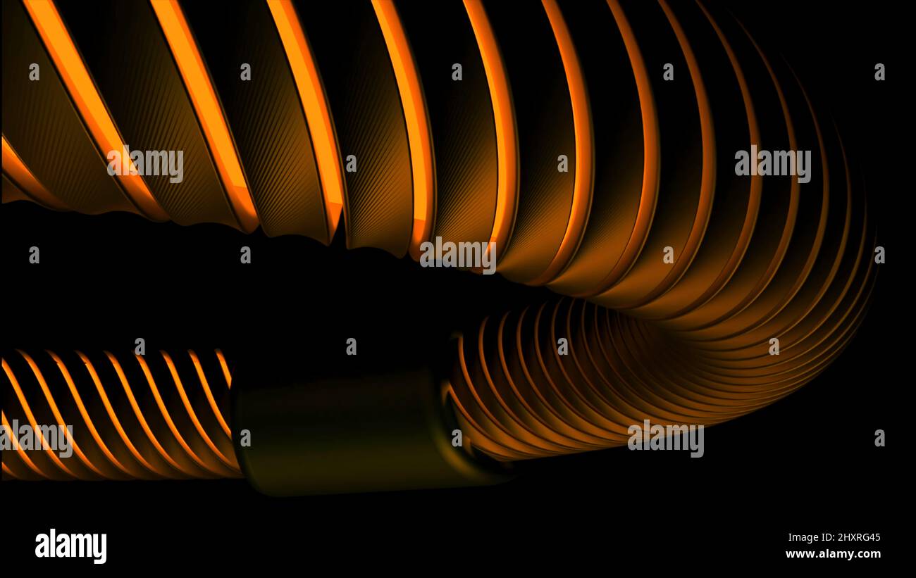 Curved 3d tube moves on black background. Design. Tube model moves ...