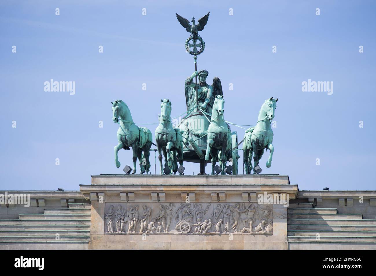 Sculpture on Napoleon with horses on the Berlin Brandenburg gate Stock ...