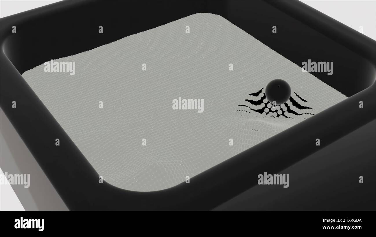 Vibrations on surface of liquid from ball. Design. Experimental 3d ...
