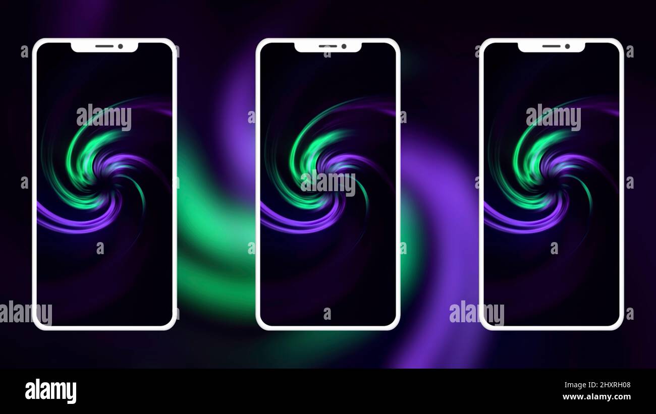 3D abstract background of twisted phone silhouettes on the background ...