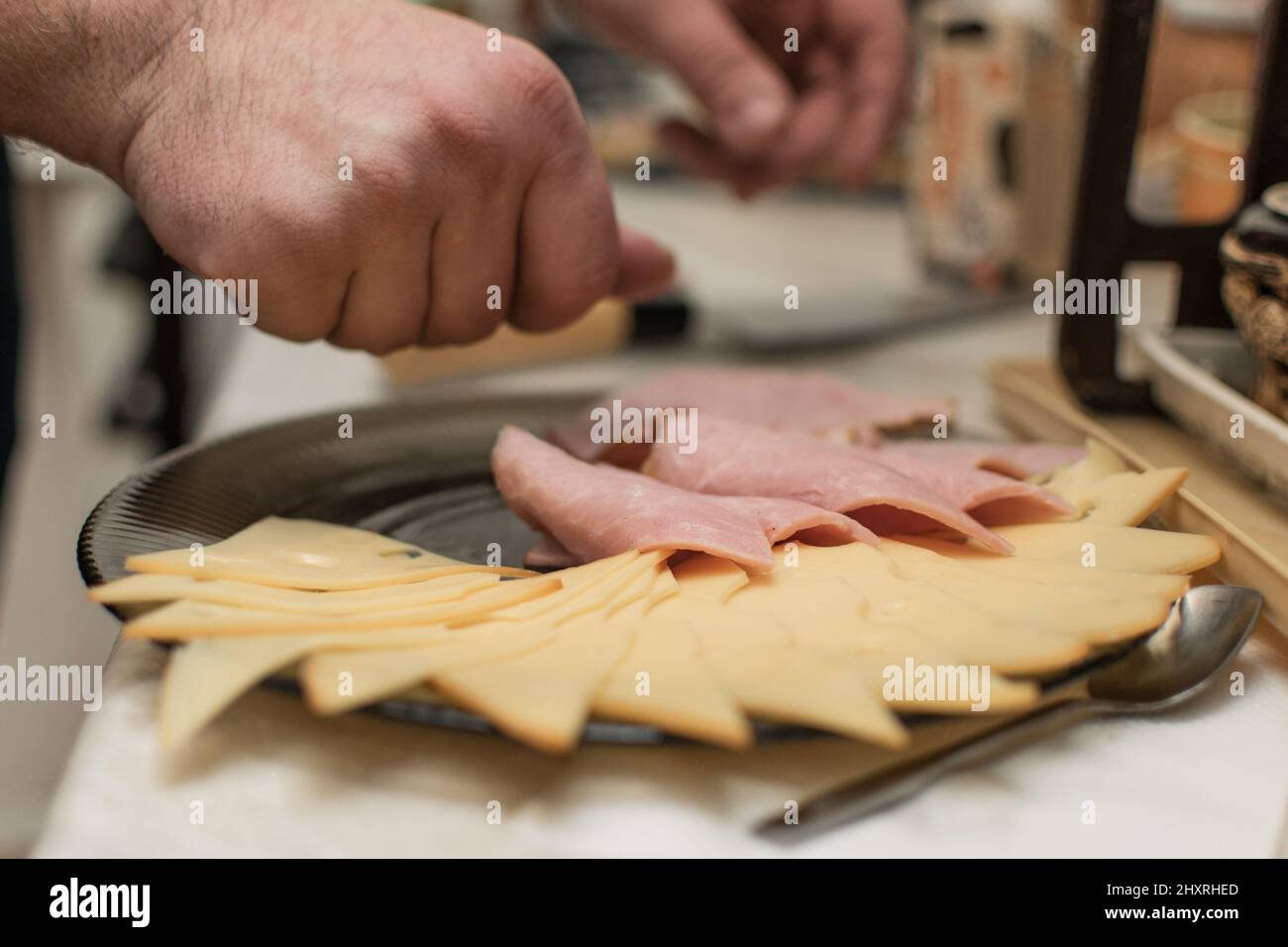Hard cheese chopped on plate hi-res stock photography and images - Alamy