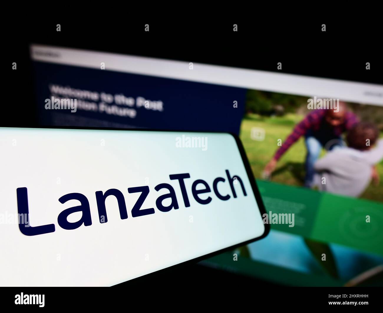 Mobile phone with logo of American carbon recycling company LanzaTech ...