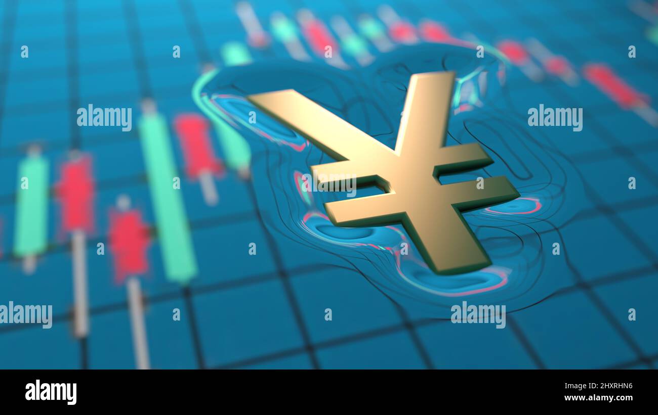 Yen symbol floating on currency chart like object floating on water ...
