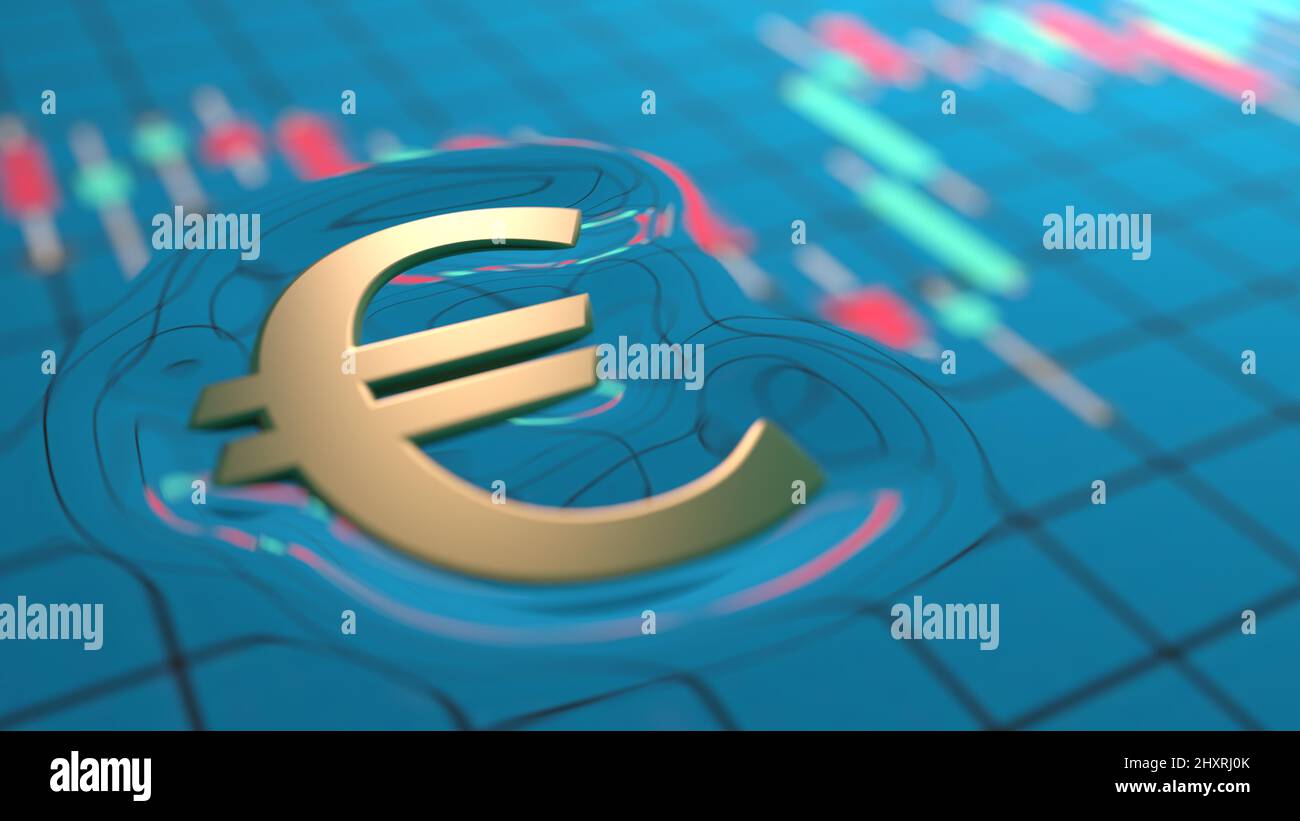 Euro symbol floating on currency chart like object floating on water ...