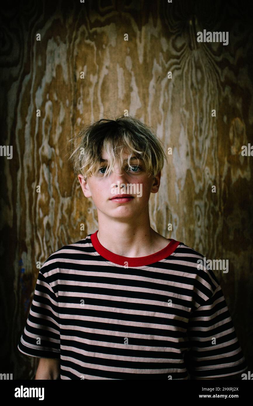 Portrait of Teen Boy with messy Hair Stock Photo - Alamy