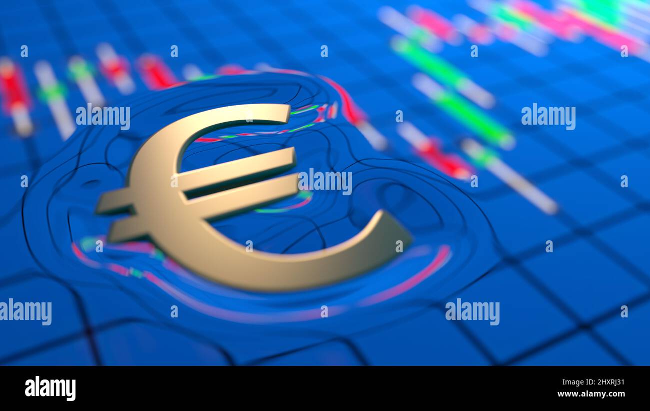 Euro symbol floating on currency chart like object floating on water ...