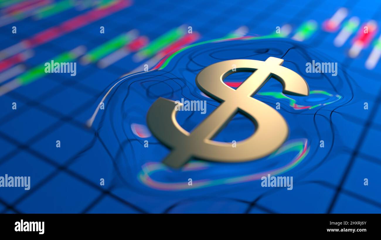 Dollar symbol floating on currency chart like object floating on water ...