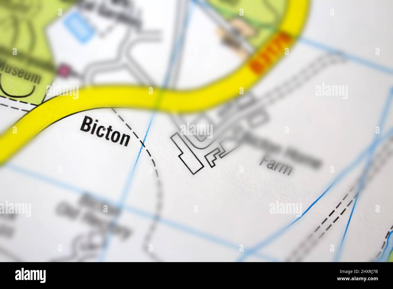 Bicton village - Devon, United Kingdom colour atlas map and town plan ...