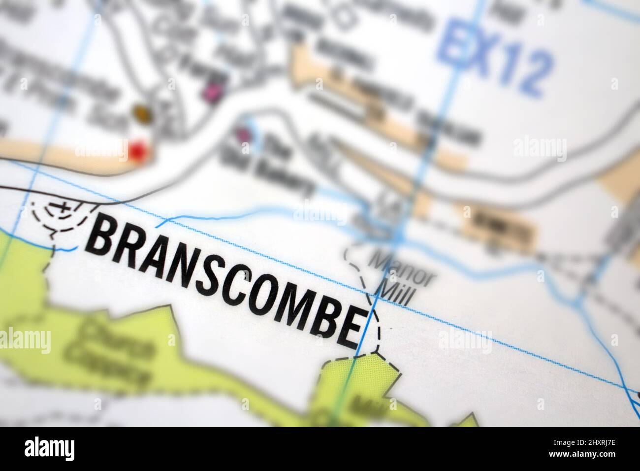 Branscombe village - Devon, United Kingdom colour atlas map and town ...