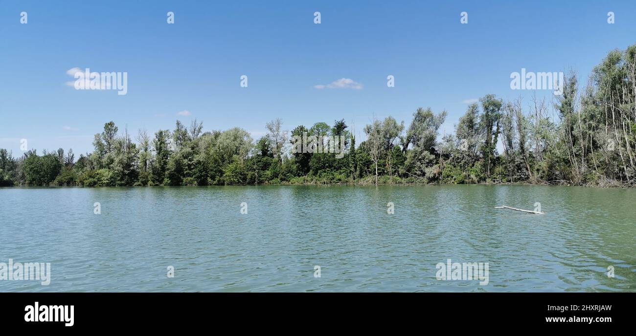 Of big field and a river Stock Photo - Alamy