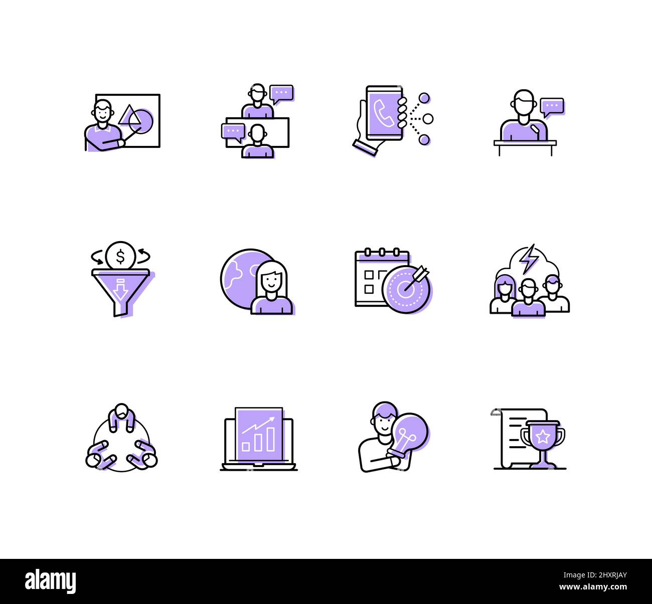 Business training - modern line design style icons set Stock Vector ...