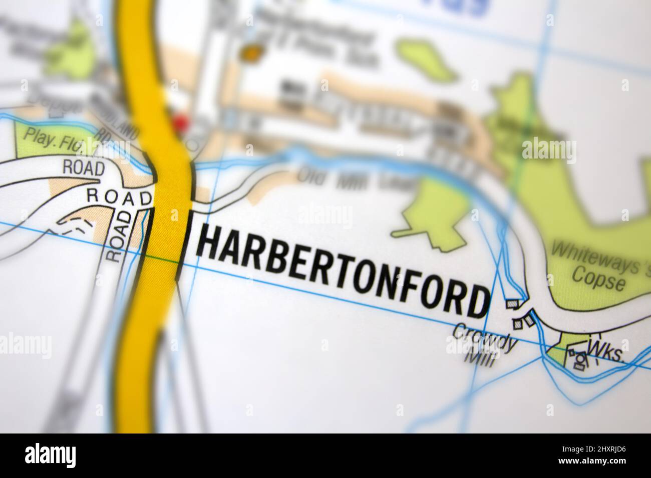 Harbertonford village - Devon, United Kingdom colour atlas map town ...